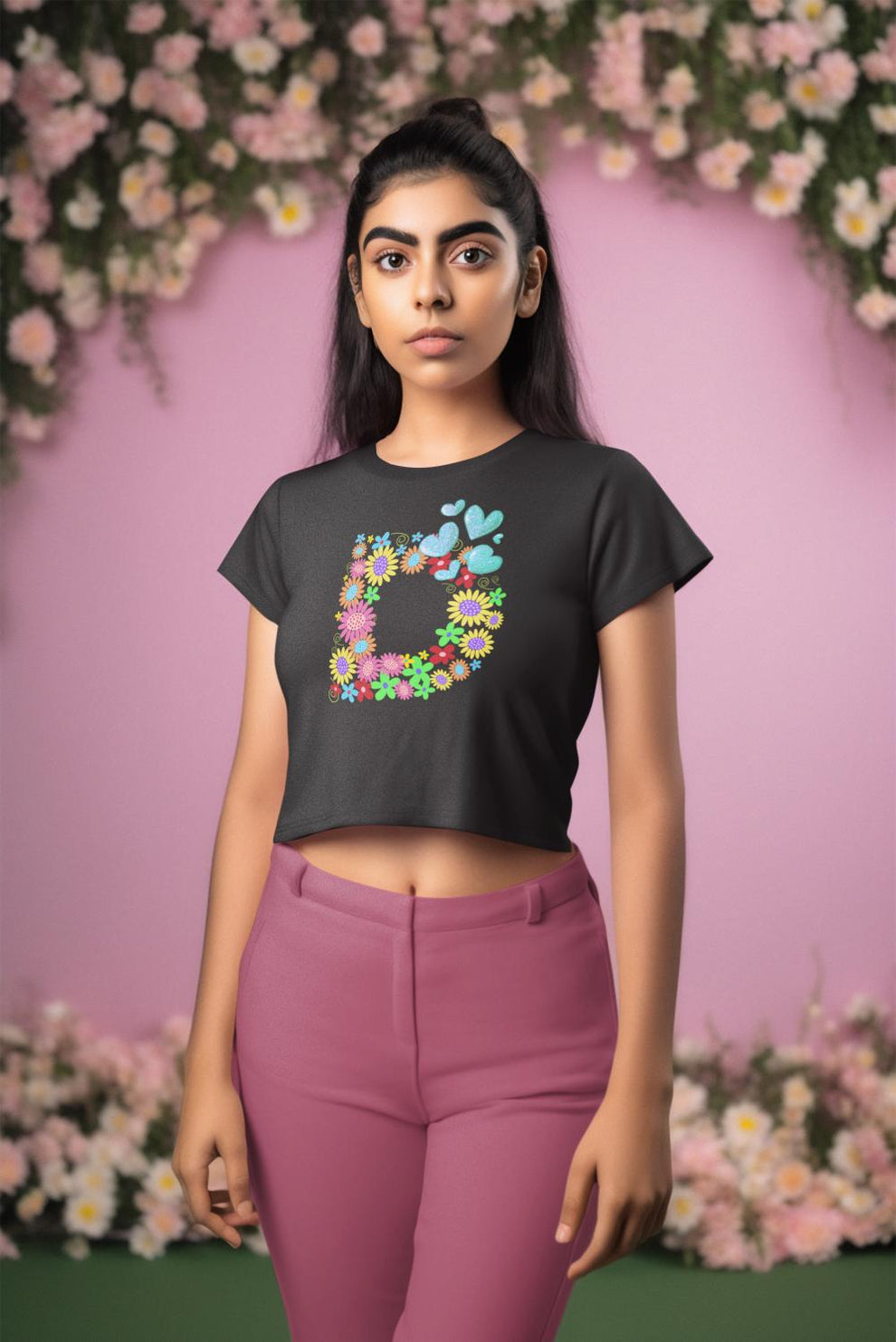 Buy Women's Floral Alphabet D Crop Top – ZealforTee